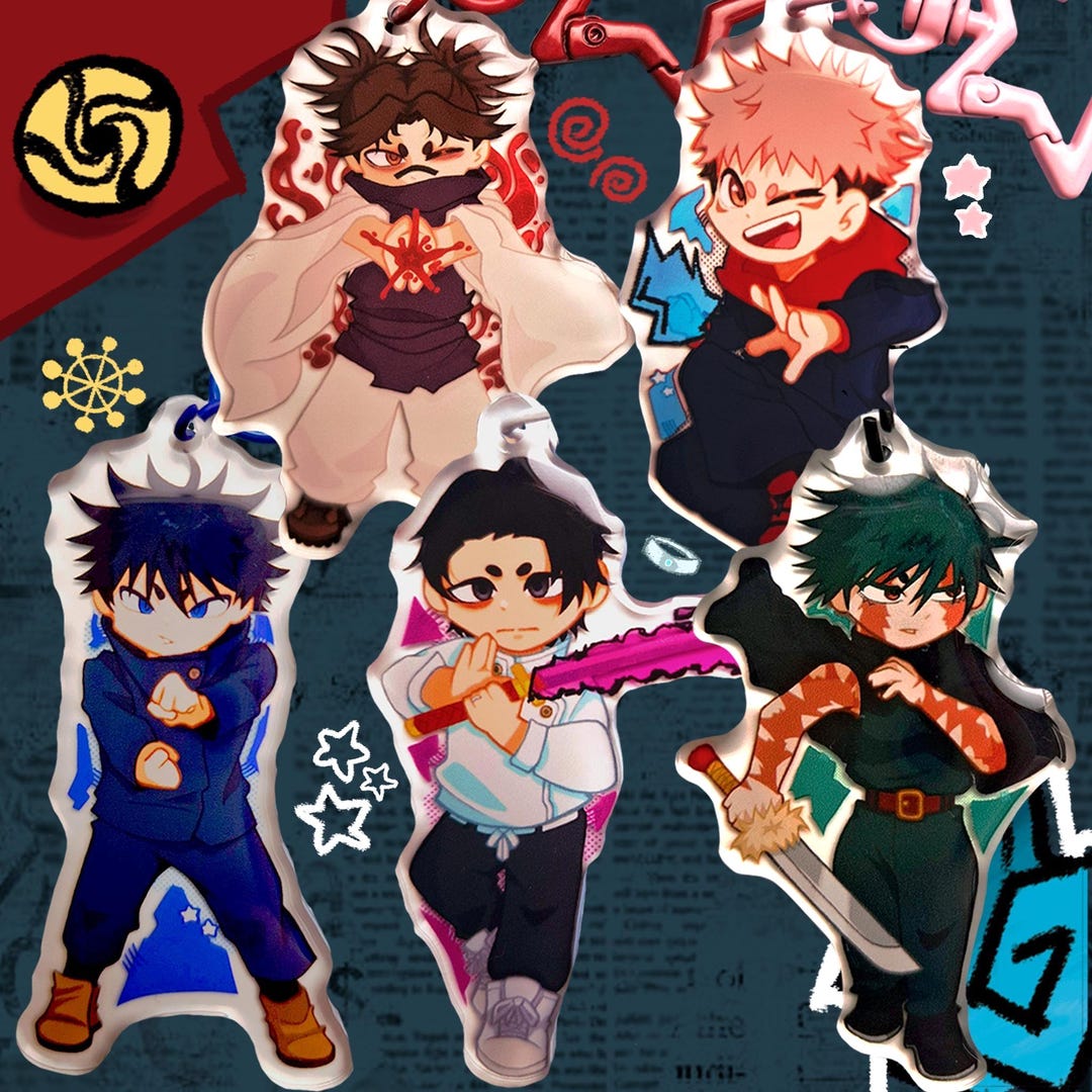 JUJUTSU KAISEN - Sleutelhangers van acryl-epoxy - Etsy Nederland