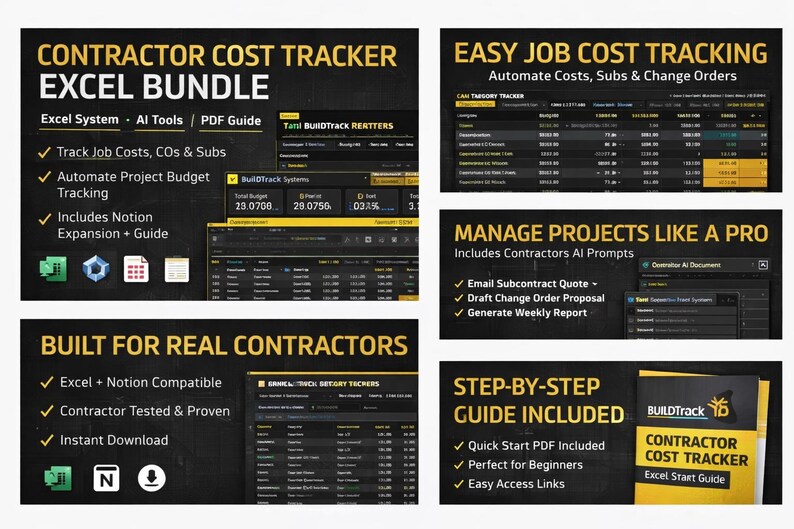 Contractor Cost Tracker | Excel Budget Spreadsheet (digital Download ...