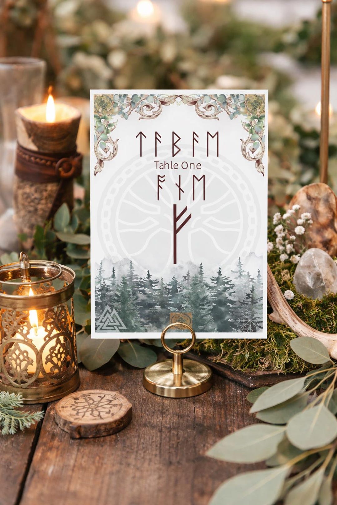 Norse Pagan Wedding Table Numbers Cards | Yggdrasil and Viking Rune ...