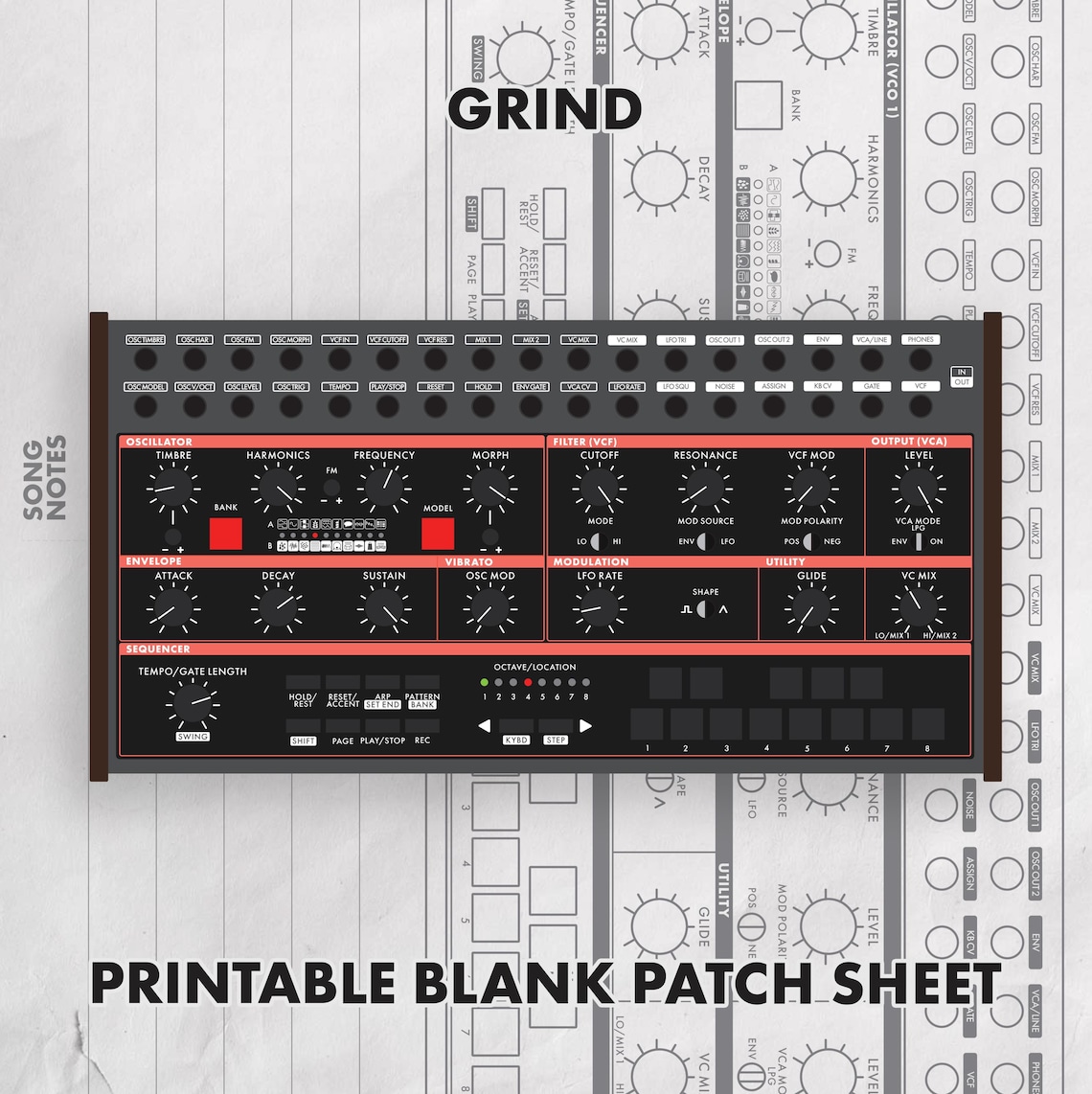 Behringer Grind Blank Patch Sheet Printable - Etsy