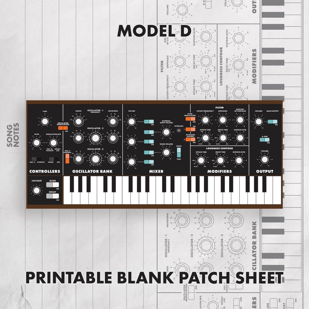 Moog Model D Blank Patch Sheet Printable - Etsy