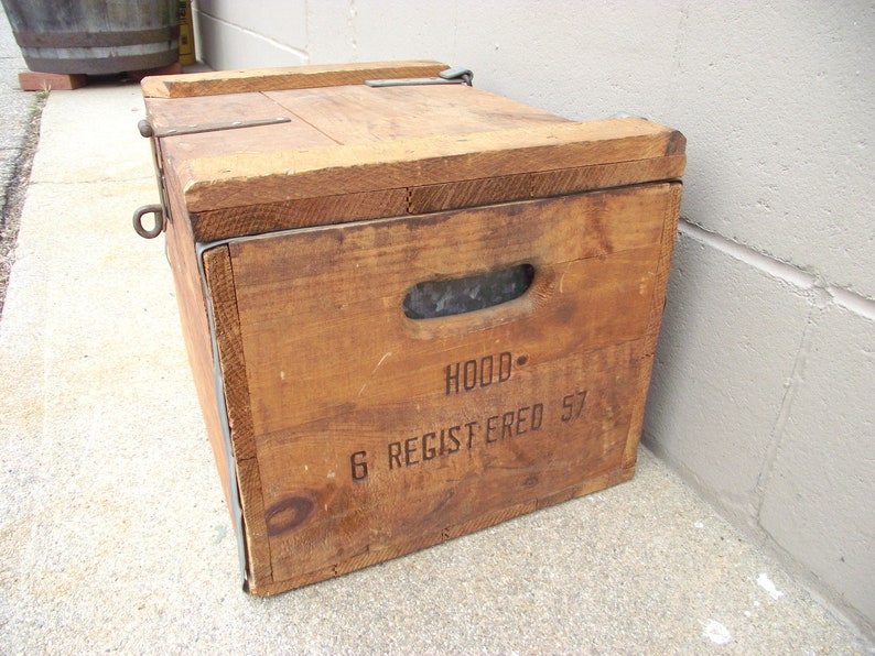 Antique HOOD Wood Milk Delivery Crate Porch Box Tin Lined | Etsy