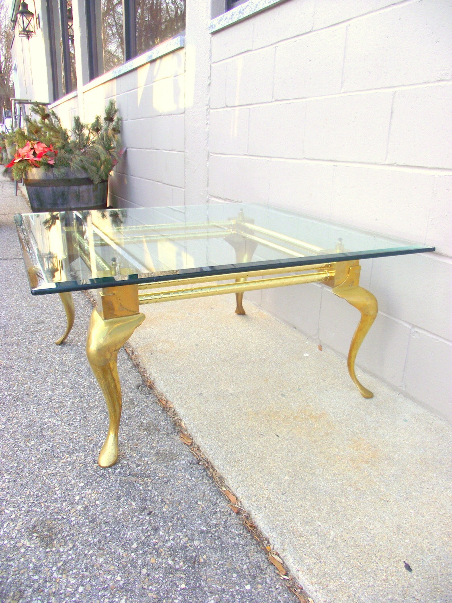 Solid Brass and Glass Coffee Cocktail Table Cabriole Legs | Etsy