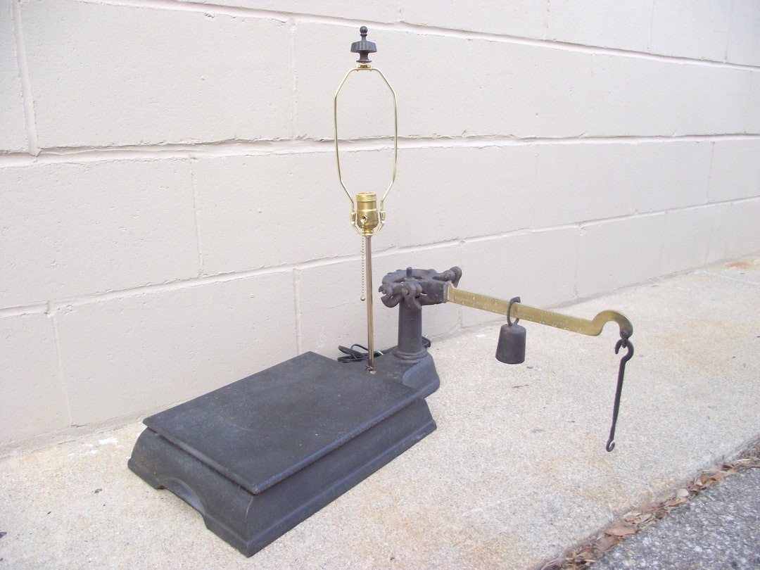 Antique Country Store Scale Table Lamp Decor Farm House Country Candy ...