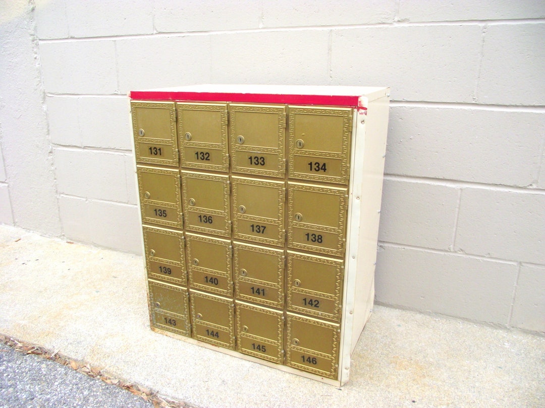 Post Office Boxes 16 Door PO Mail Box brass Gold Doors Bar Wine Holder ...