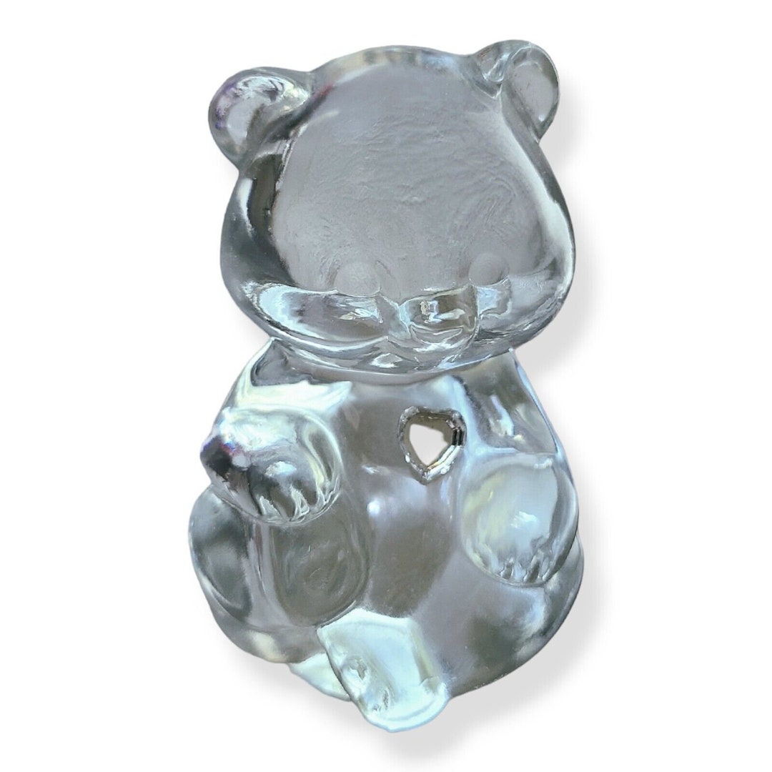 Fenton Teddy Bear Glass Paperweight 3.75" - April Birthstone Heart ...