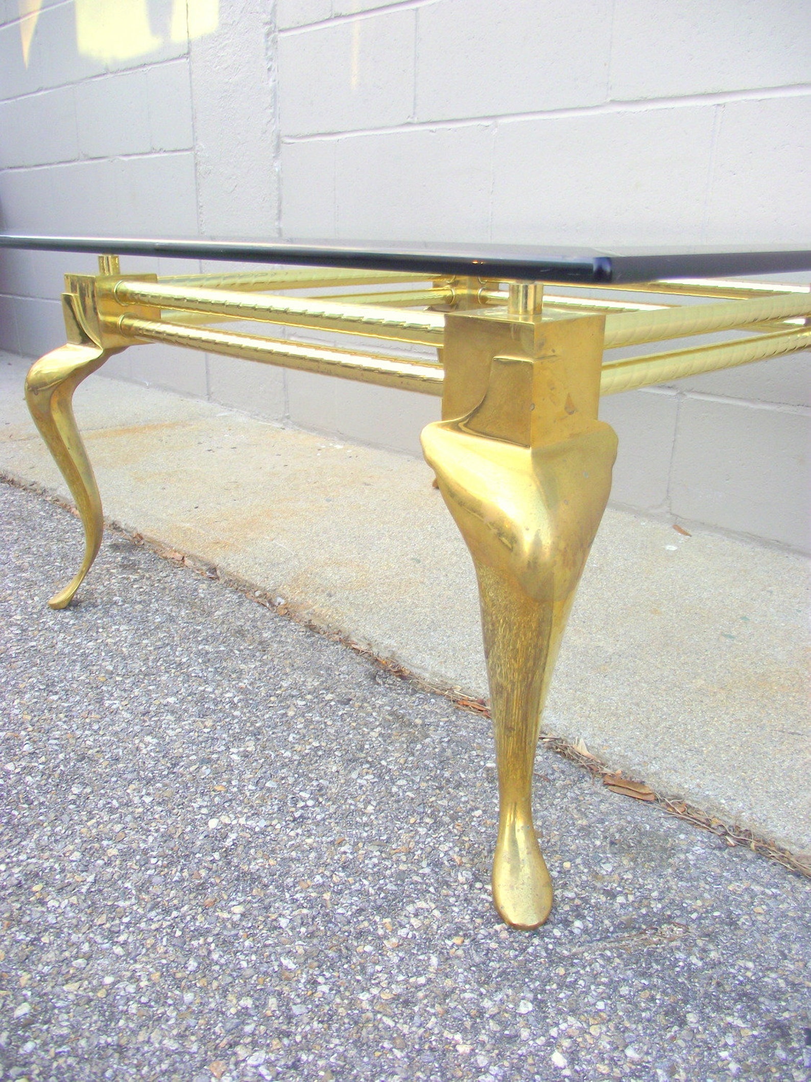 Solid Brass and Glass Coffee Cocktail Table Cabriole Legs | Etsy