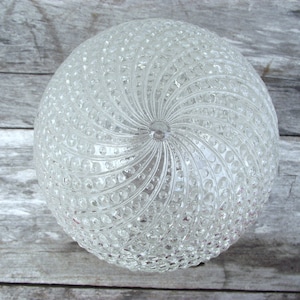Antique Clear Swirl Dot Glass Ball Lamp Shade - Victorian Oil Kerosene ...