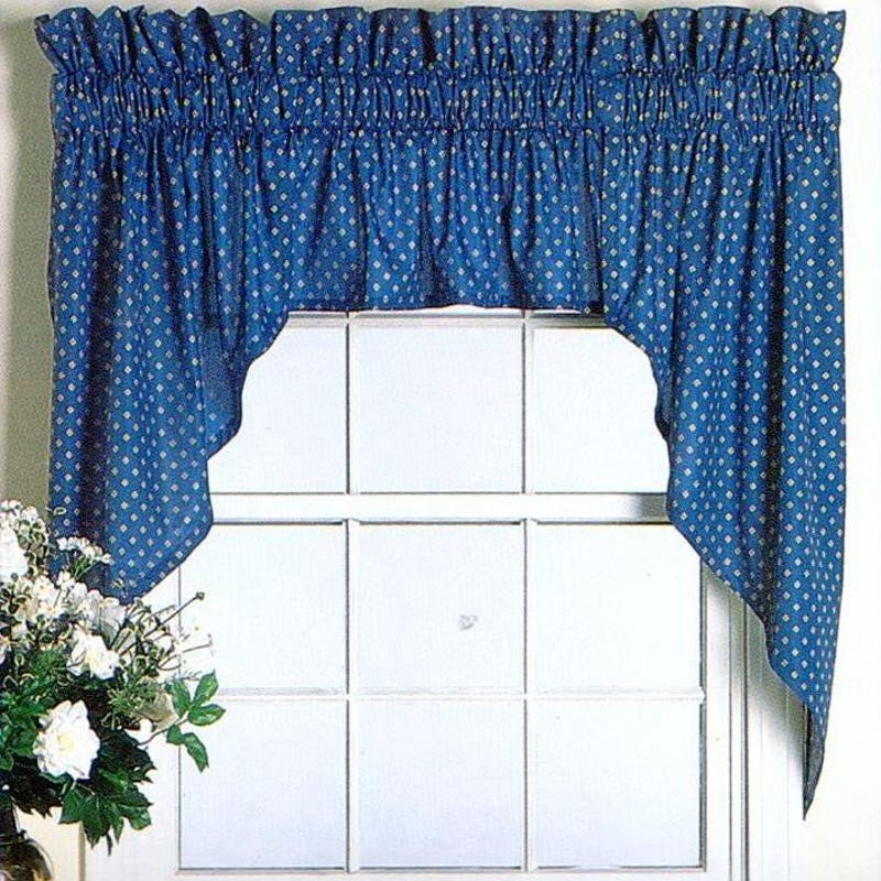 Country Blue Swag Curtains - Etsy