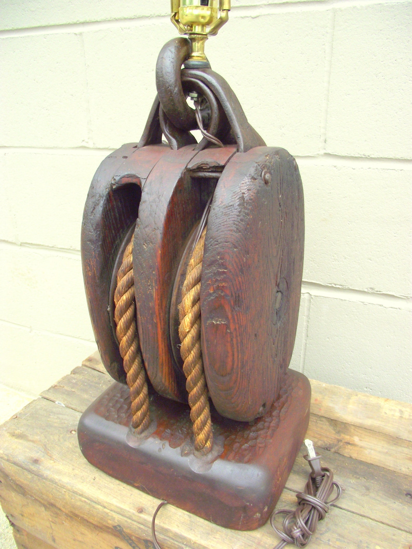 Huge Antique Nautical Industrial Wooden Pulley Block Table | Etsy