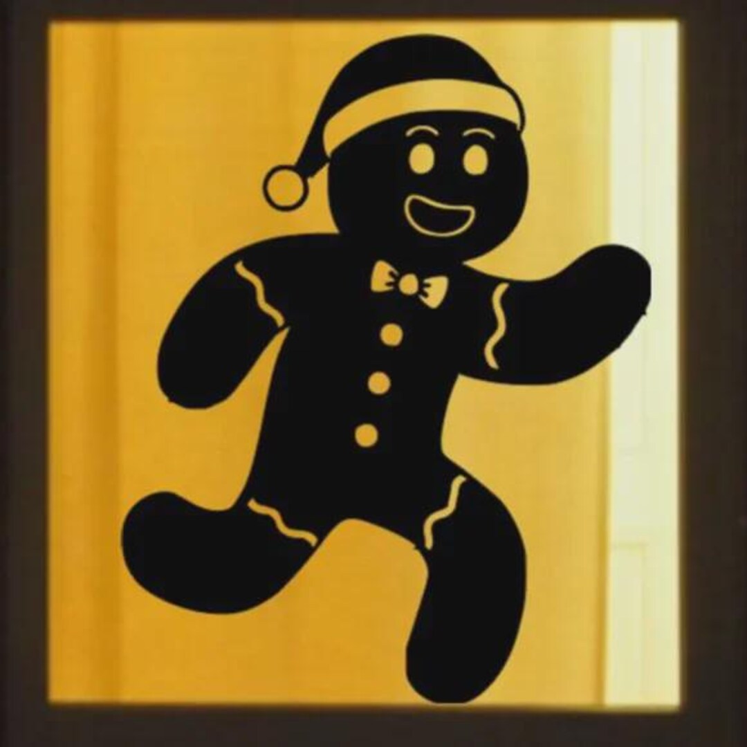 Running Gingerbread Man Window Cling | Reusable Christmas Silhouette ...