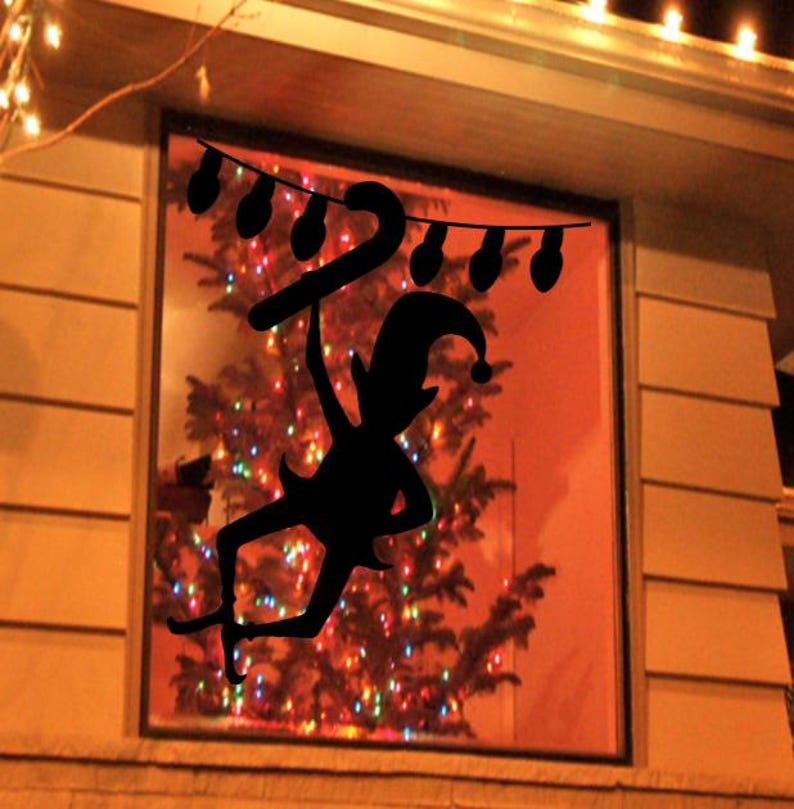 Reusable Christmas Elf Window Decal| Elf Hanging Silhouette| Indoor ...