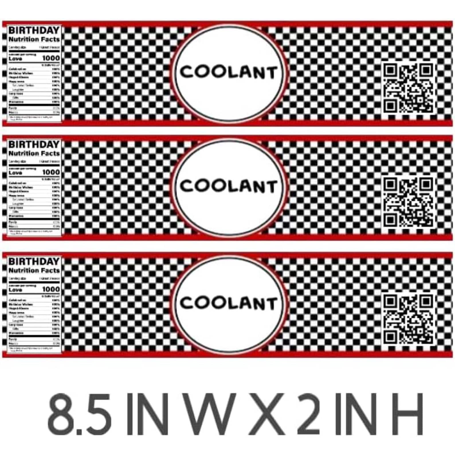 Racing Theme Water Bottle Labels, Coolant Design, 8.5 X 2 Inches, Set ...