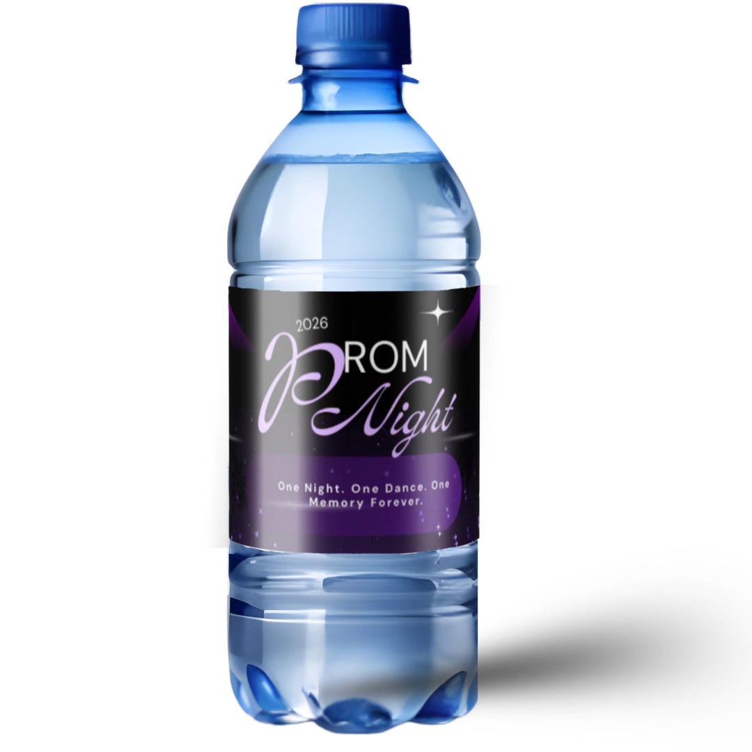 2026 Prom Night Water Bottle Labels | Prom Celebration Design | Water ...