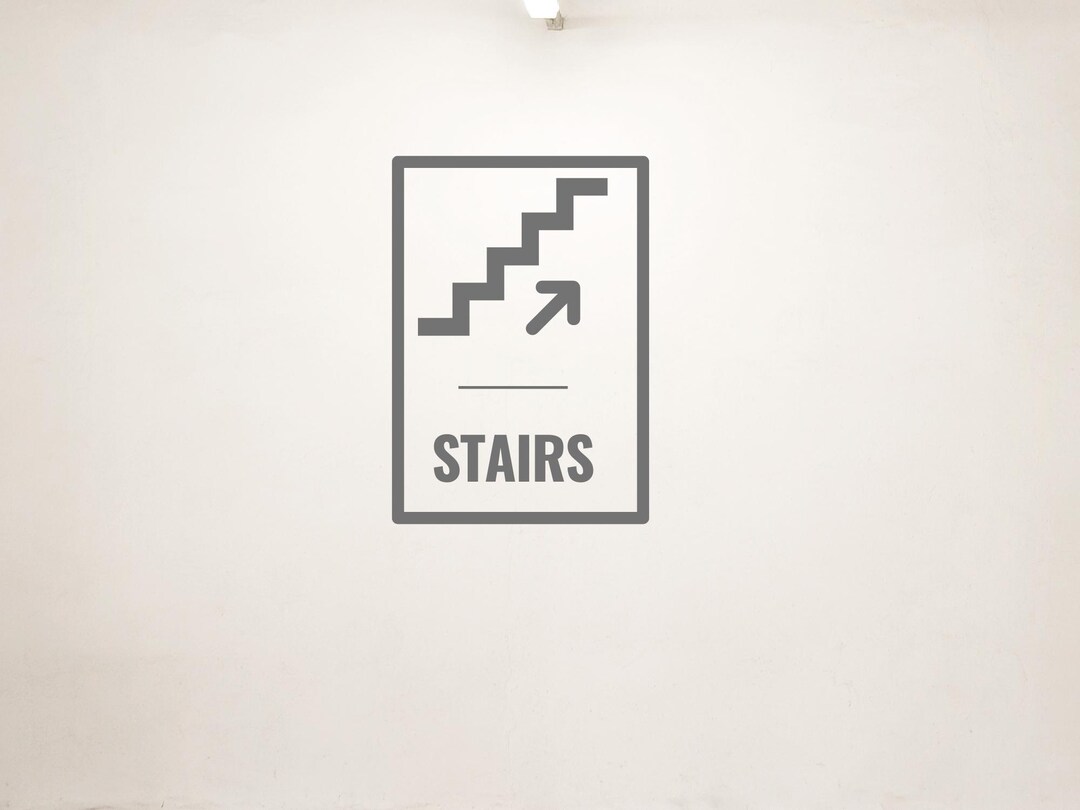 Stairs Arrow Small Business Direction Wall Decal| 11.5x16in | Black ...