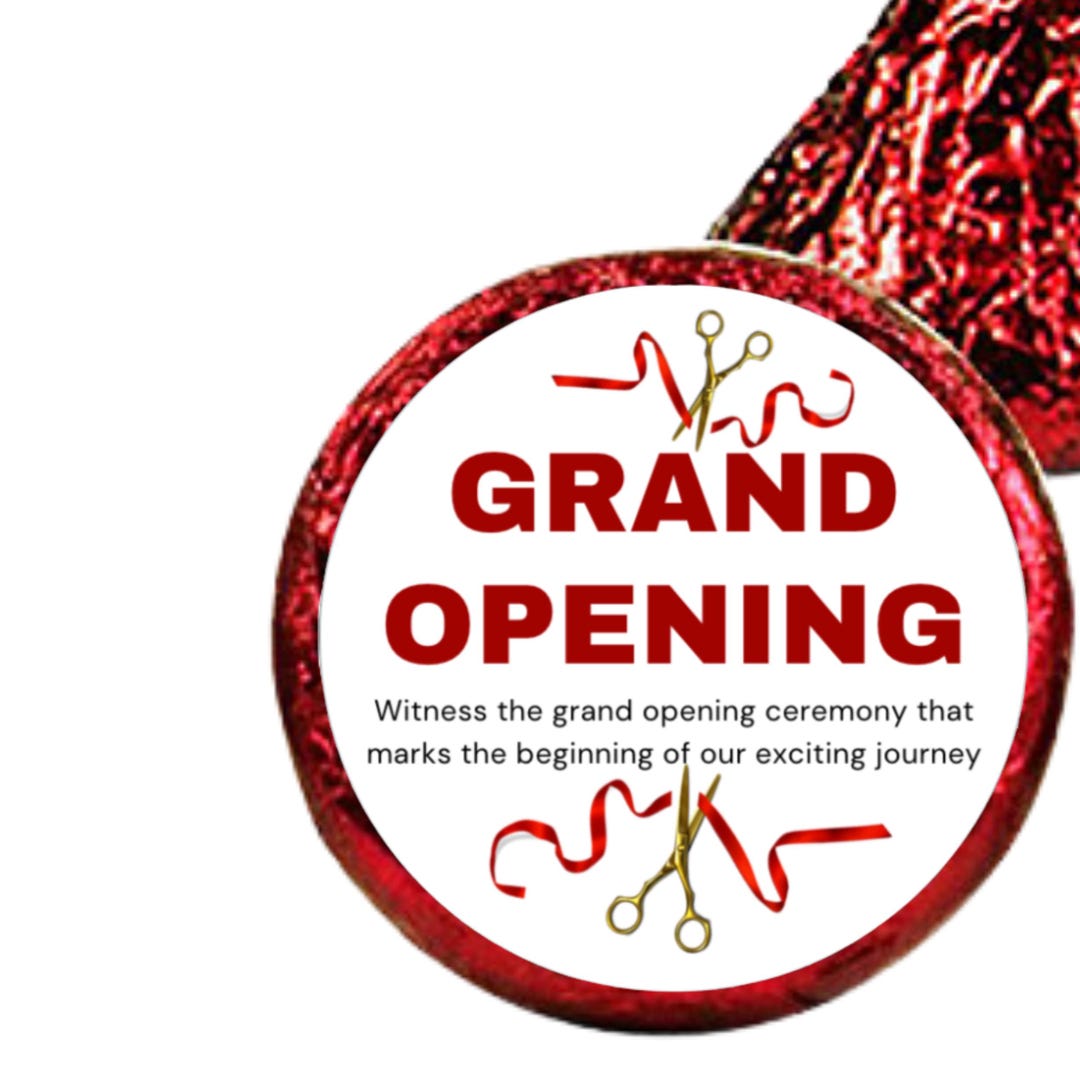 Grand Opening Candy Kiss Stickers | Ribbon Cutting Party Decor | 100 ...