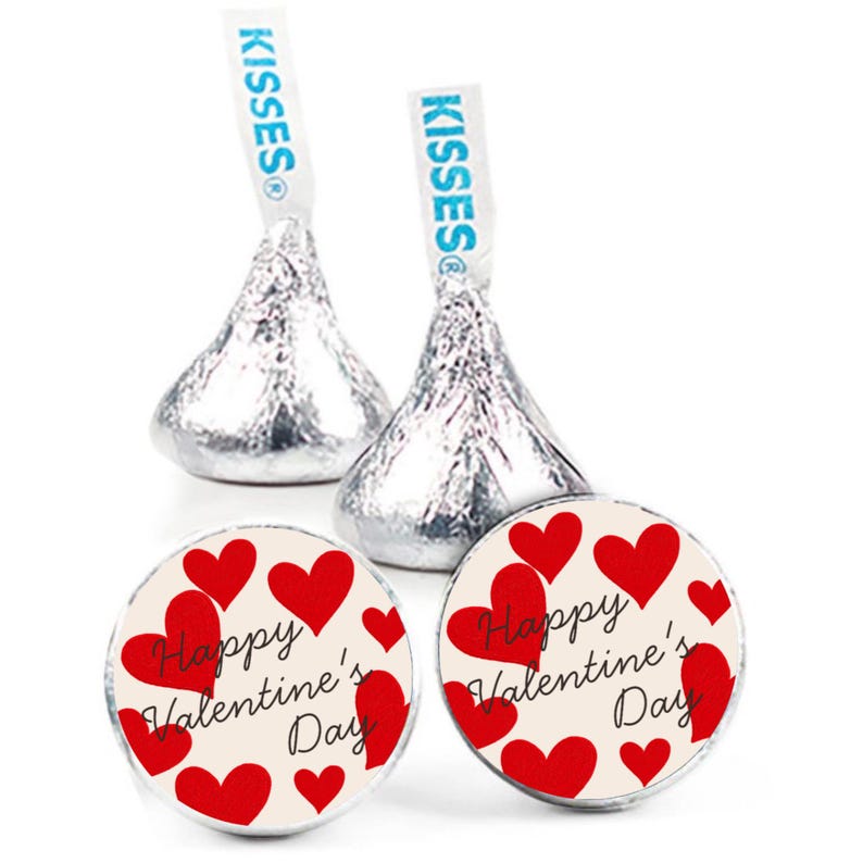 Heart Candy Kiss Labels | Valentines Party Supplies | Glossy Stickers ...
