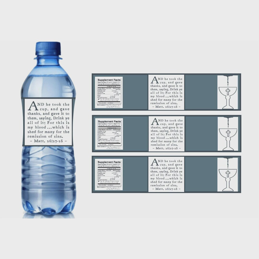 Matthew 26:27-28 Scripture Water Bottle Labels, Chalice Design, Set of ...