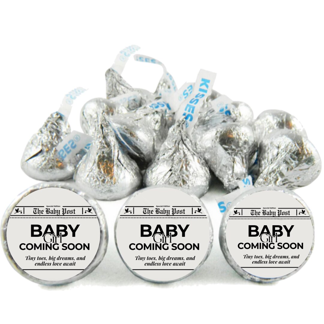 Newspaper Baby Shower Candy Stickers | Baby Coming Soon Labels | 100 ...