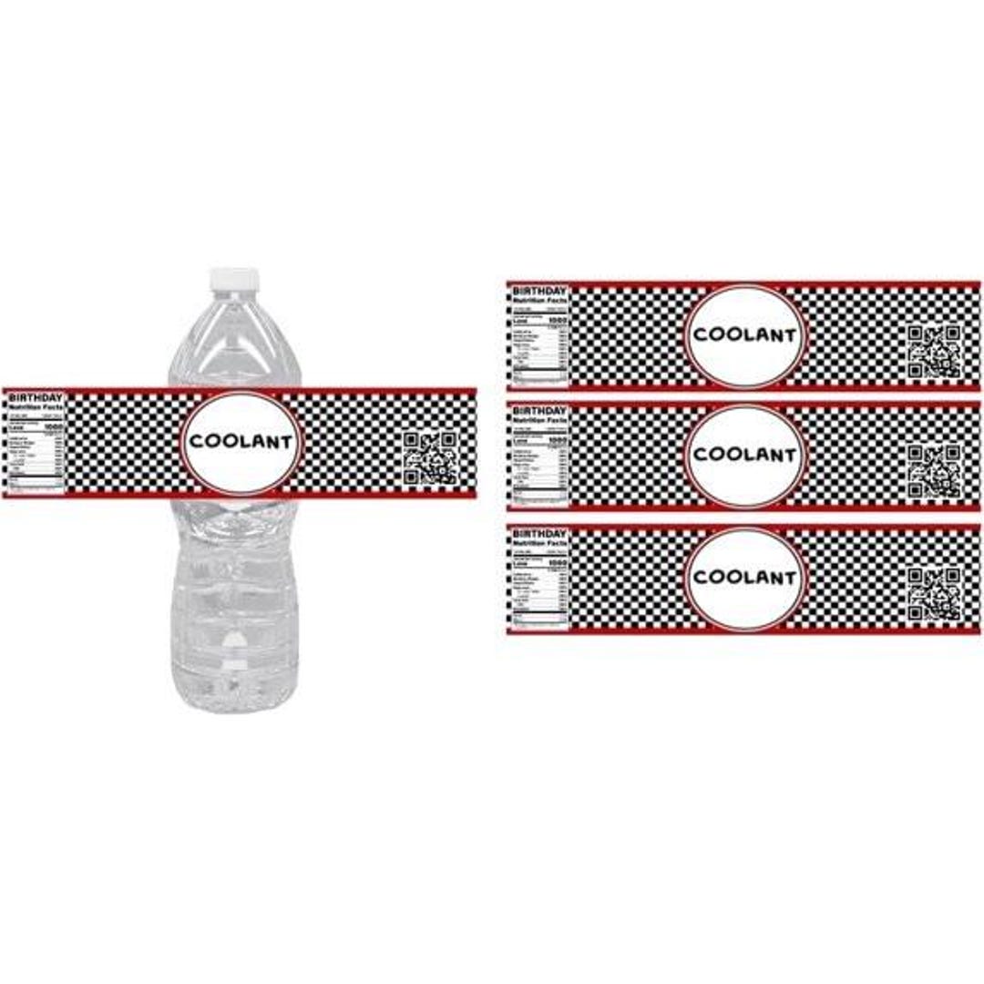 Racing Theme Water Bottle Labels, Coolant Design, 8.5 X 2 Inches, Set ...