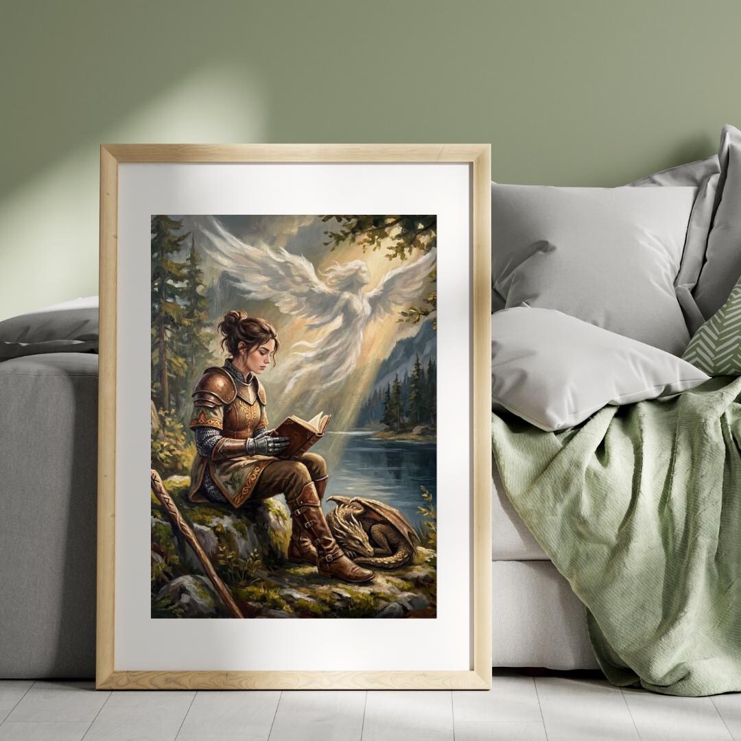 The Reader and the Radiant, Fantasy Artwork, PRINTABLE Digital Art - Etsy