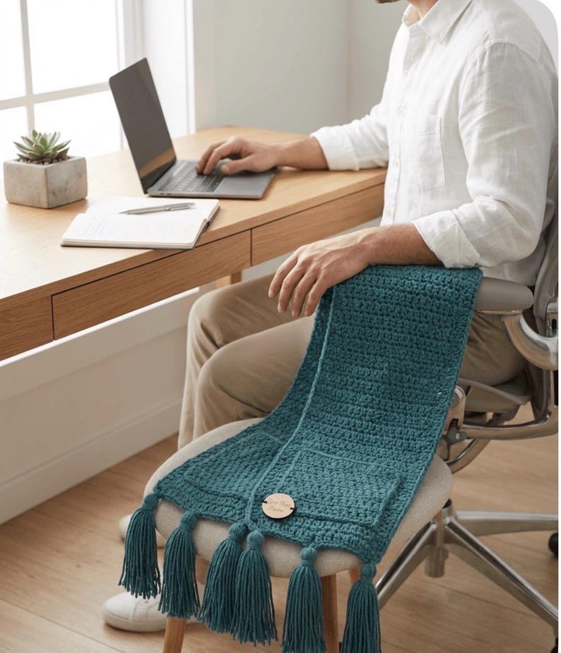 Even Moss Stitch Pocket Shawl Crochet Pattern, Textured Cozy Wrap ...