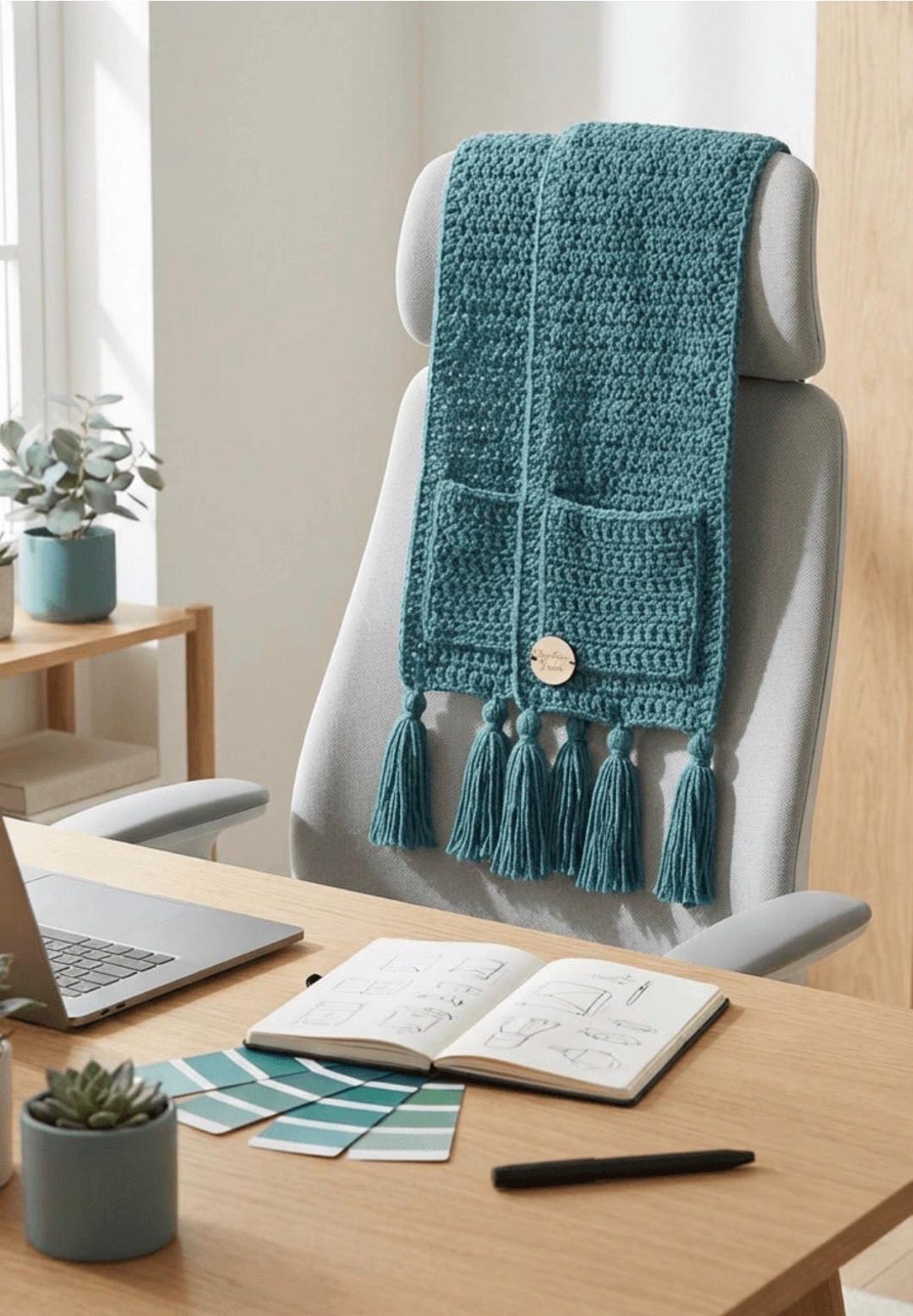 Even Moss Stitch Pocket Shawl Crochet Pattern, Textured Cozy Wrap ...