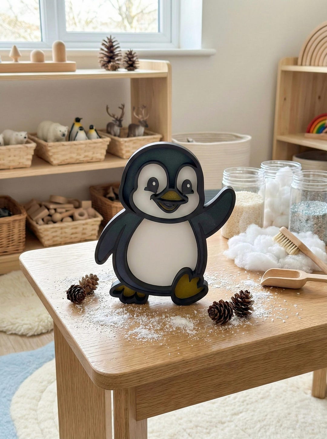 3D Printed Penguin Sorting Tray, Montessori Winter Sensory Bin - Etsy