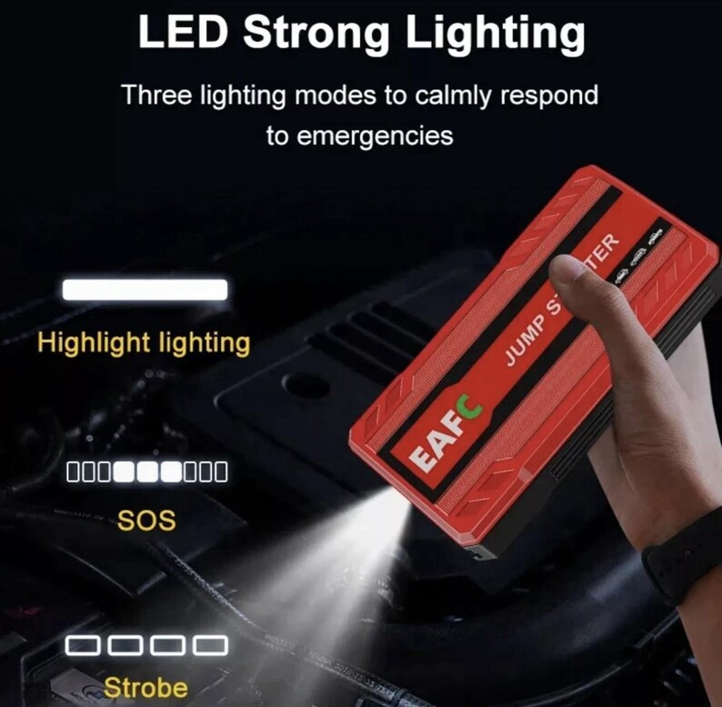 EAFC Portable Car Jump Starter: 12000mah Emergency Battery Booster ...