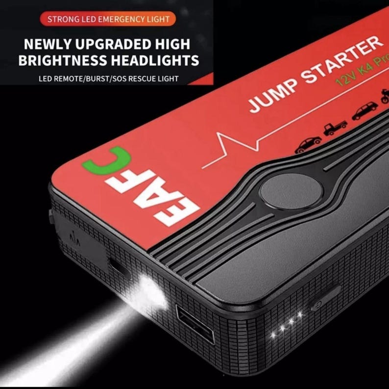 EAFC Portable Car Jump Starter: 12000mah Emergency Battery Booster ...