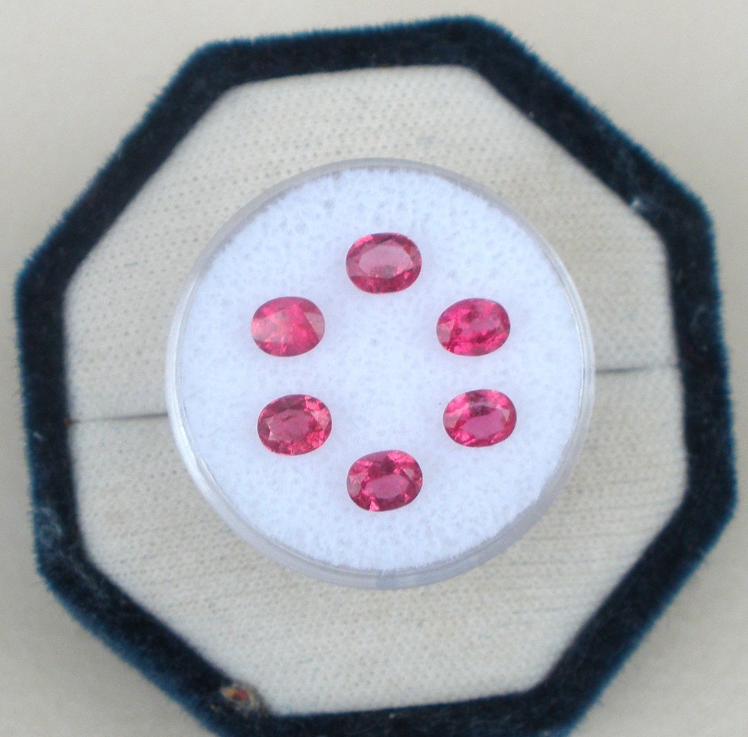 6 Ruby Red Tourmaline Oval Natural Loose Faceted Gem Lot 5x4mm Each for Jewelry Making, Design ...