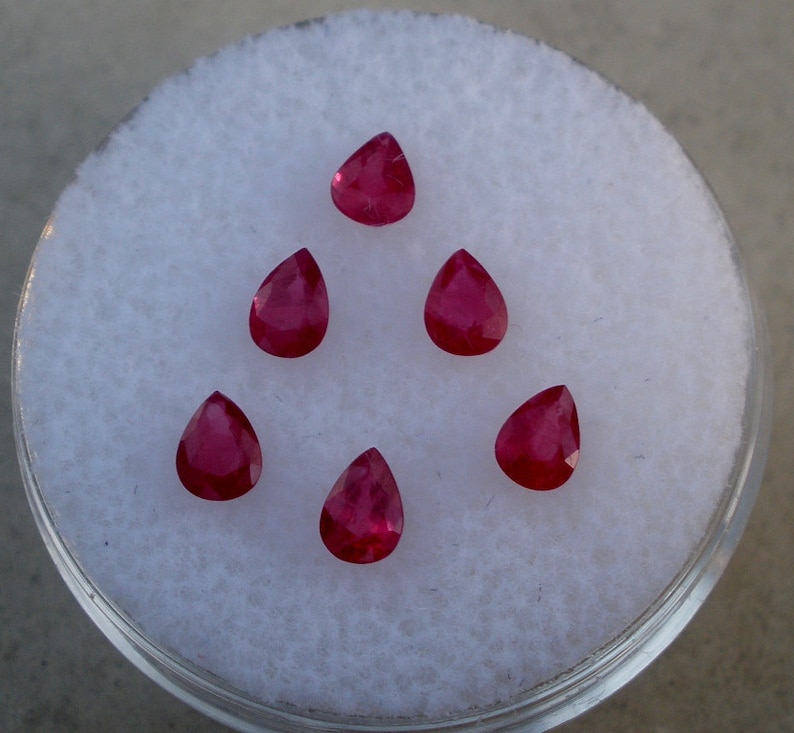 6 Ruby Pear Loose Faceted Natural Gems 4x3mm - Etsy
