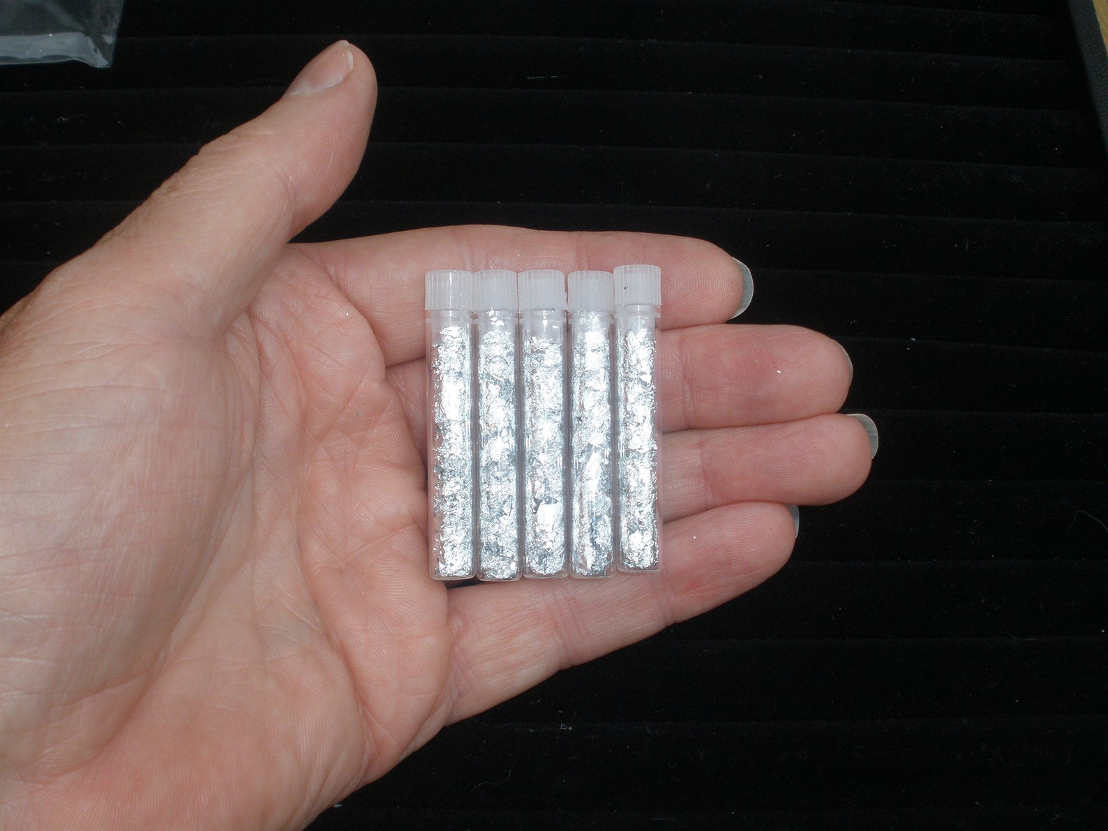 5 Vials of Loose Silver Flakes - Etsy