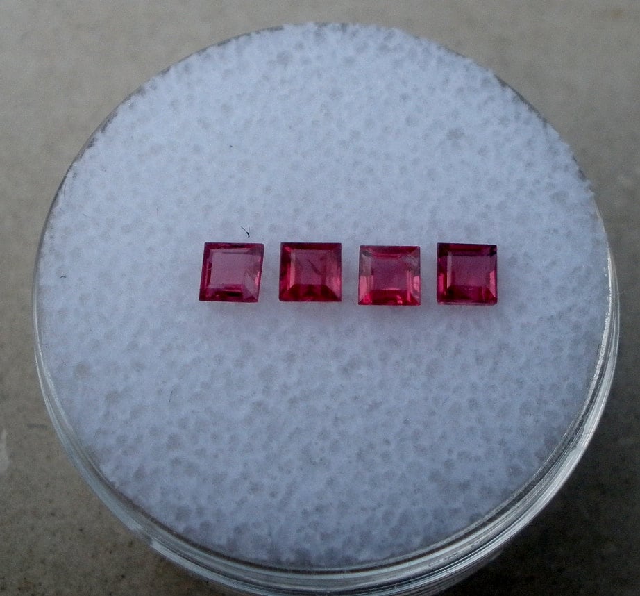 4 Ruby Square Loose Faceted Natural Gems 3mm Each | Etsy