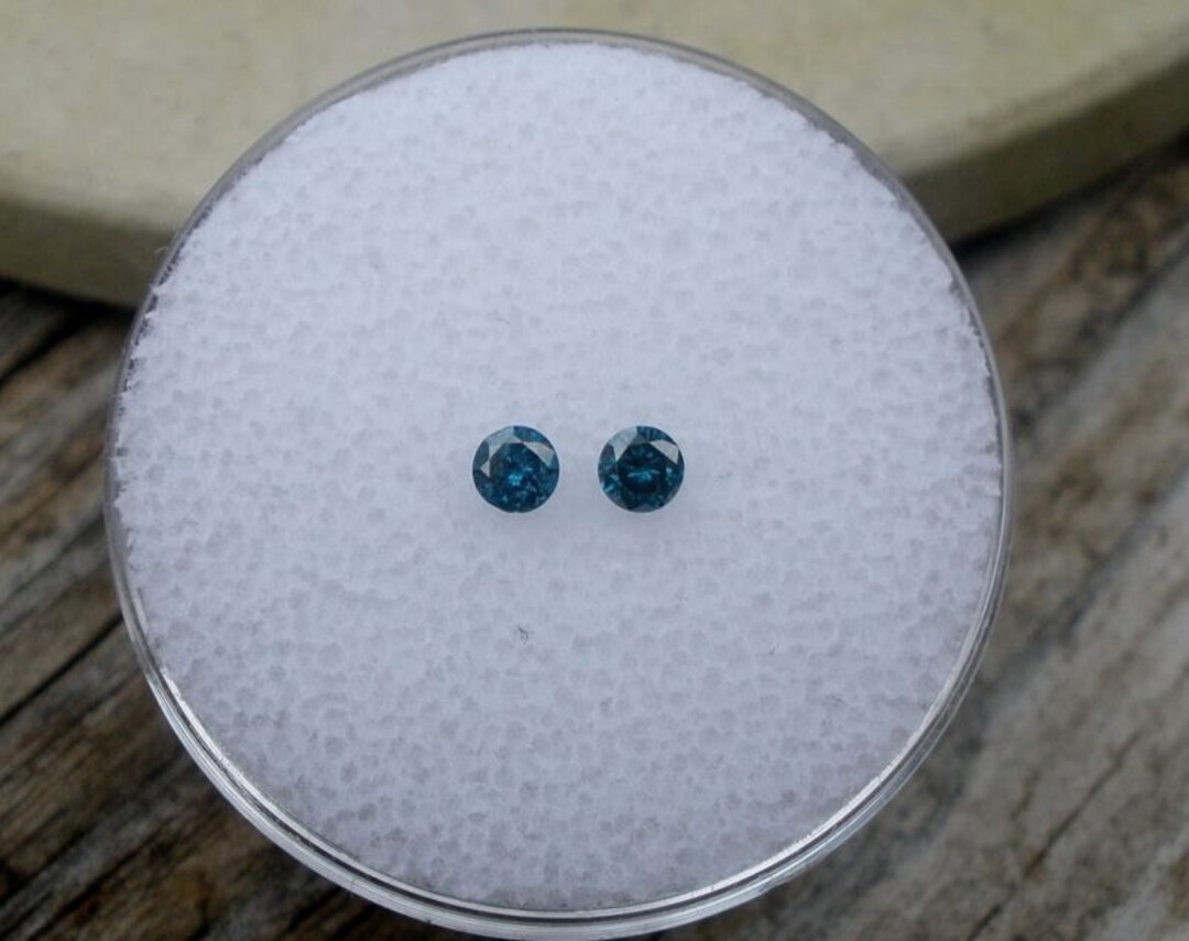2 Loose Round Cut Natural Blue Diamonds 2.5mm Each - Etsy