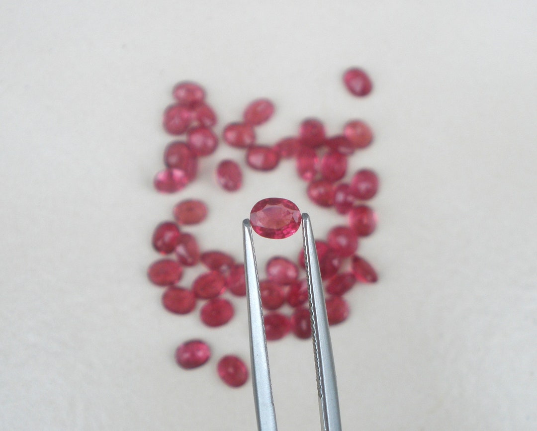 Ruby Red Tourmaline Oval Natural Loose Faceted Gem 5x4mm - Etsy