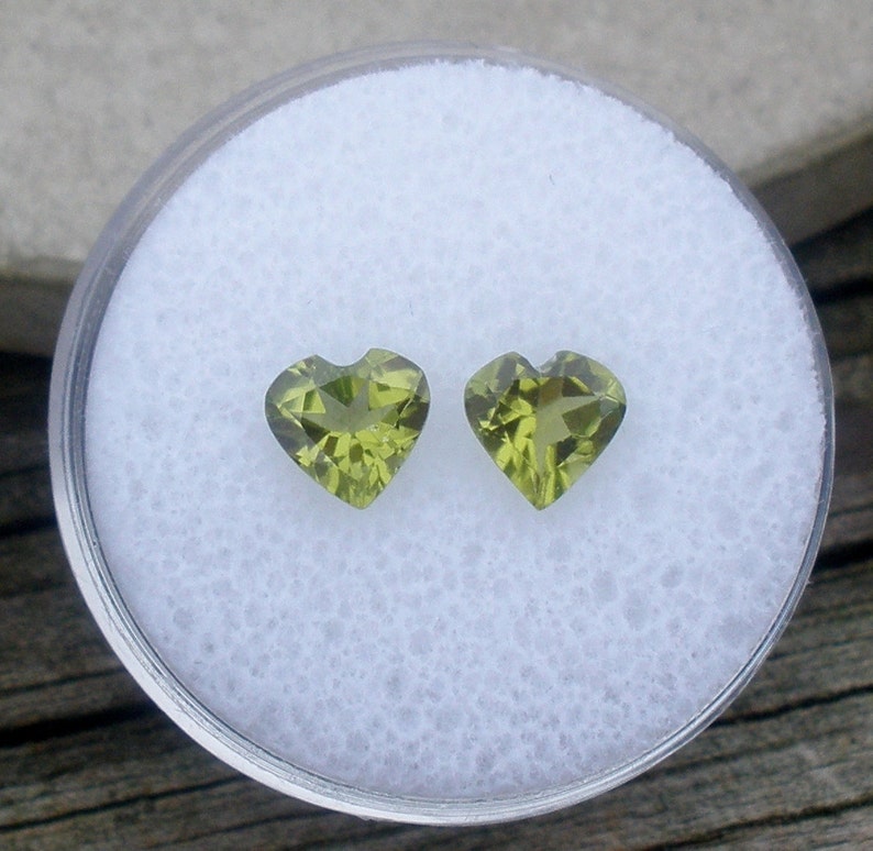 Peridot Heart Loose Faceted Natural Gem Pair 6mm Each - Etsy