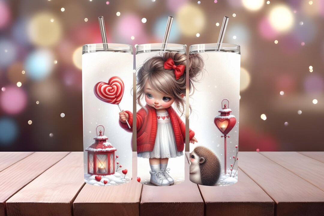 Baby Hedgehog Tumbler Wrap, Messy Bun Girl, Sublimation Design (digital ...