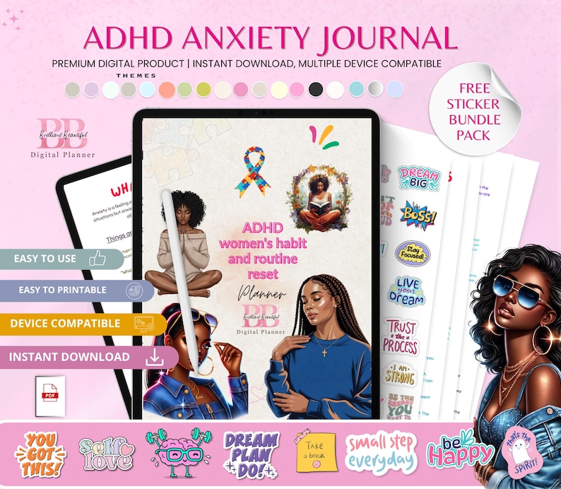ADHD Anxiety Journal, Mental Health Workbook, Focus & Calm Planner ...