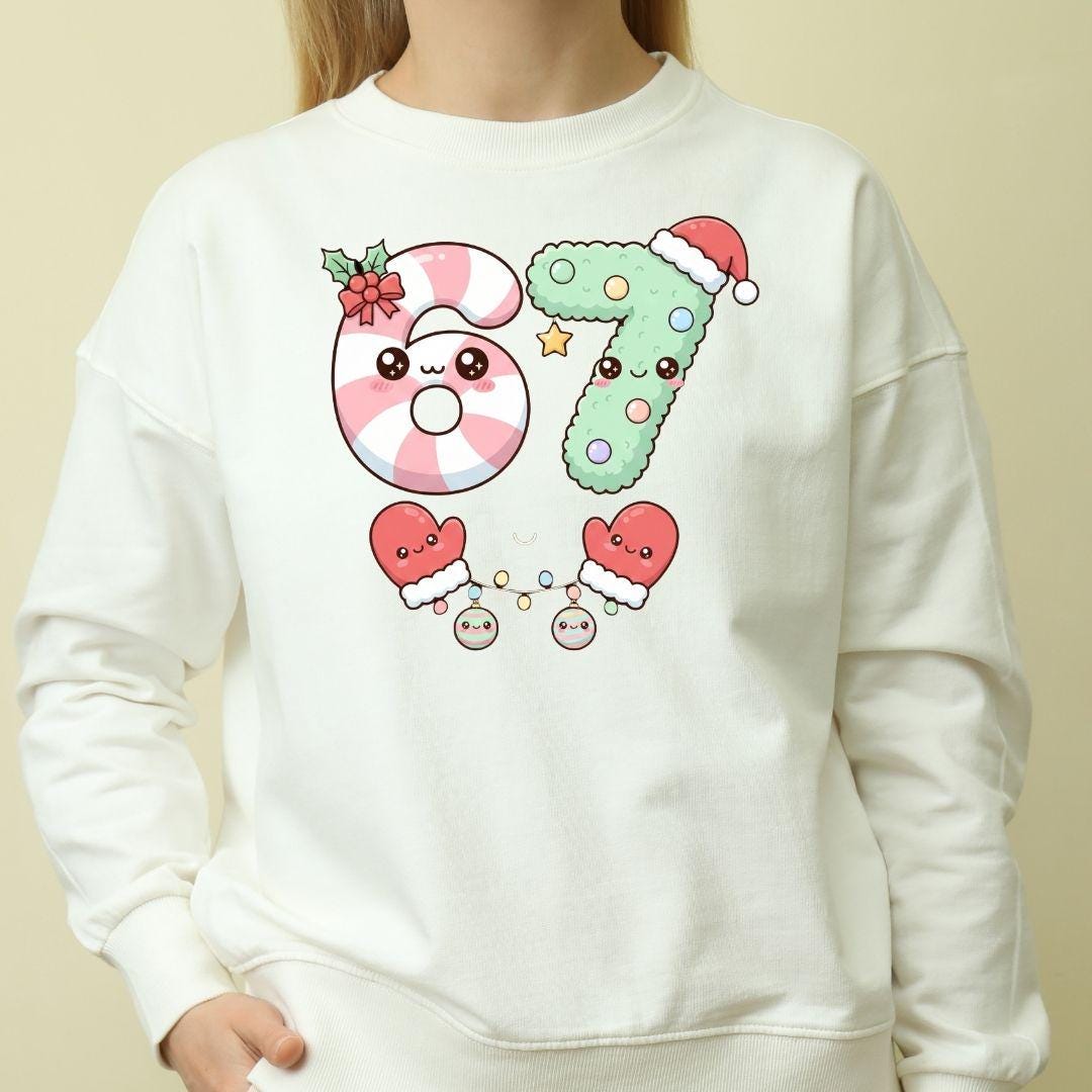 Kawaii 67 Christmas Number PNG | Cute Pastel Sixty-seven | Holiday ...