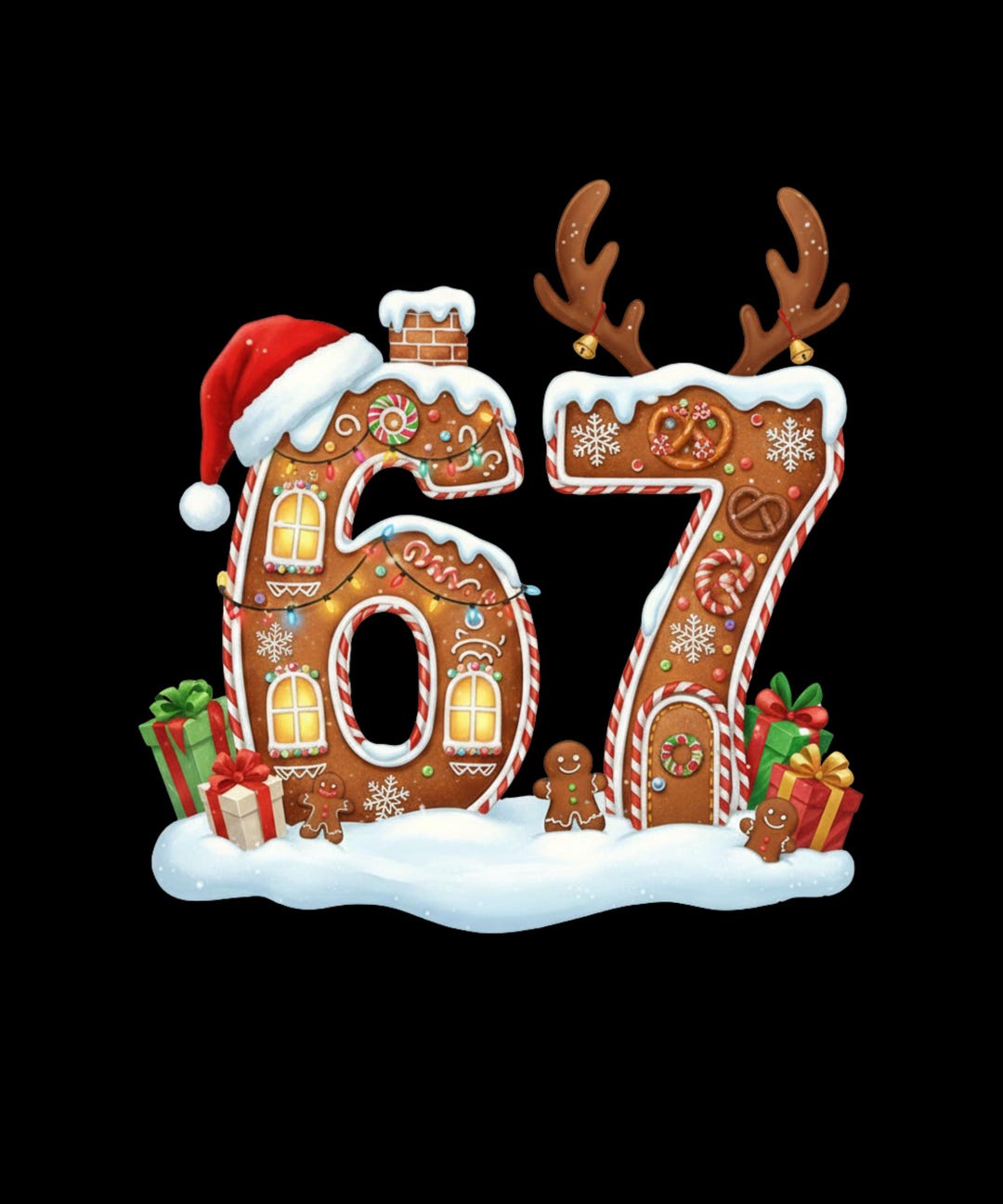 Candy Cane Number 67 Christmas PNG | Festive Holiday Clipart | Xtmas 6 ...