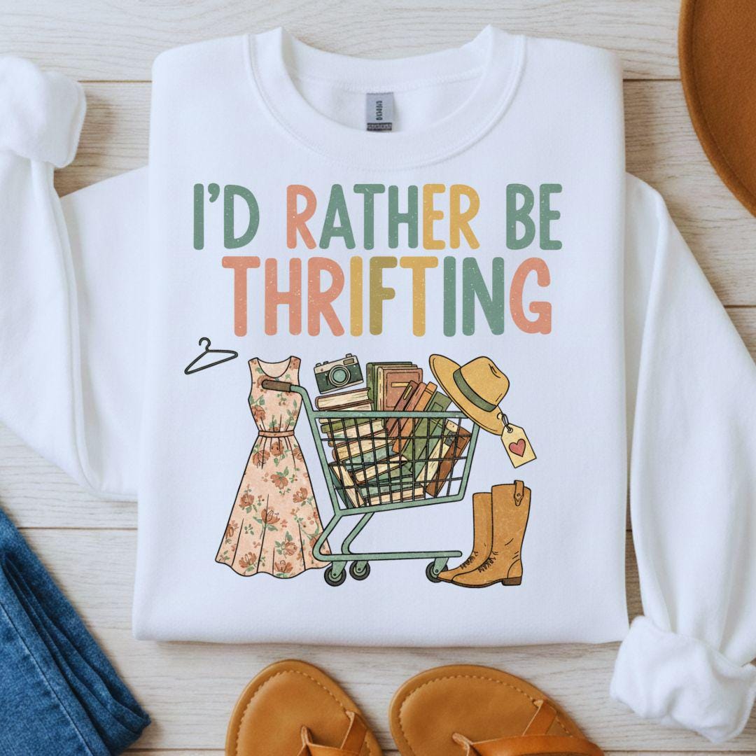 I’d Rather Be Thrifting PNG | Vintage Thrift Lover Quote Design | Cute ...