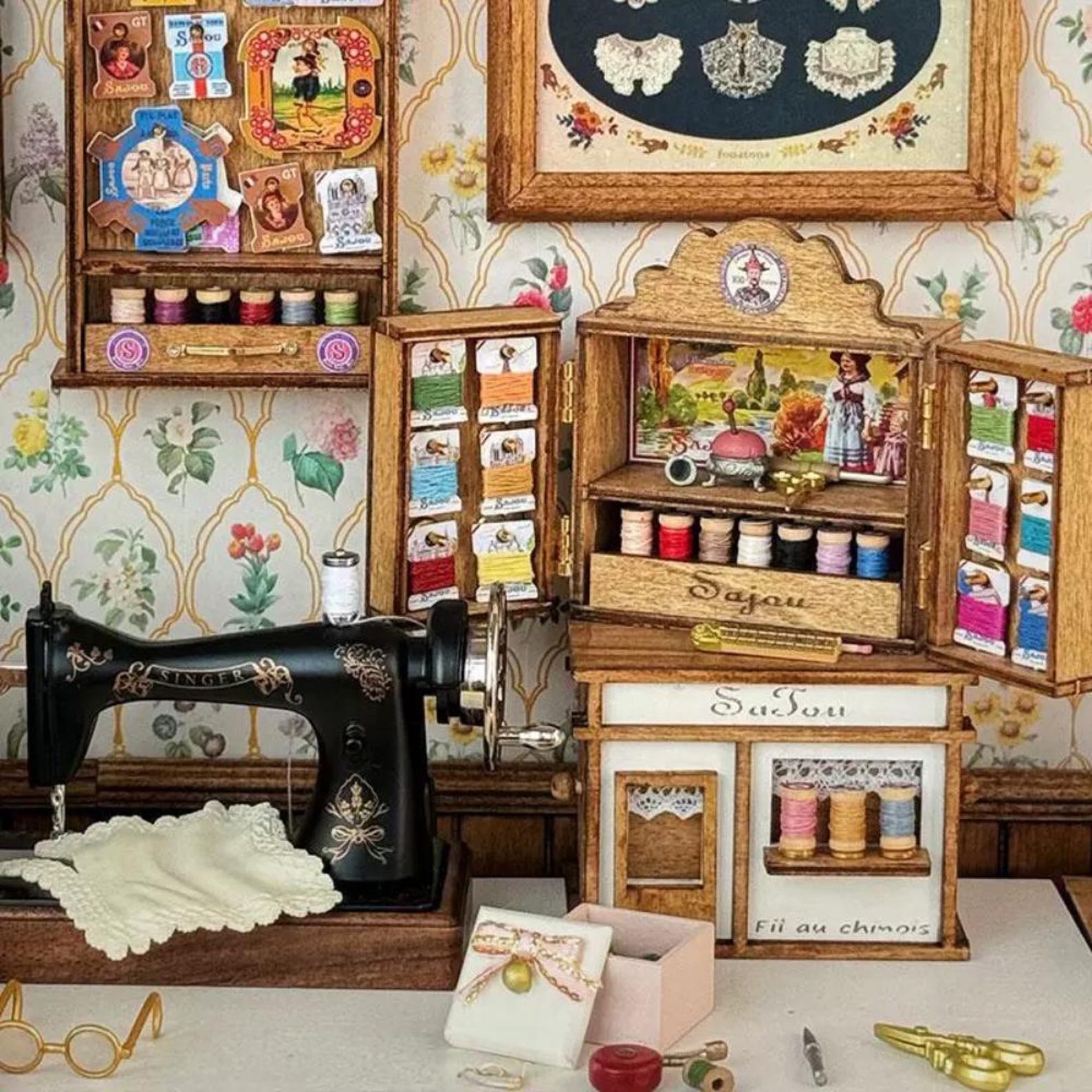 Miniature Sewing Room, Dollhouse Decor, Dollhouse Tailor Workshop ...