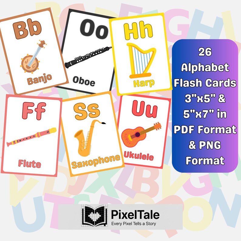 Printable Musical Instruments Alphabet Flashcards | Montessori Music ...