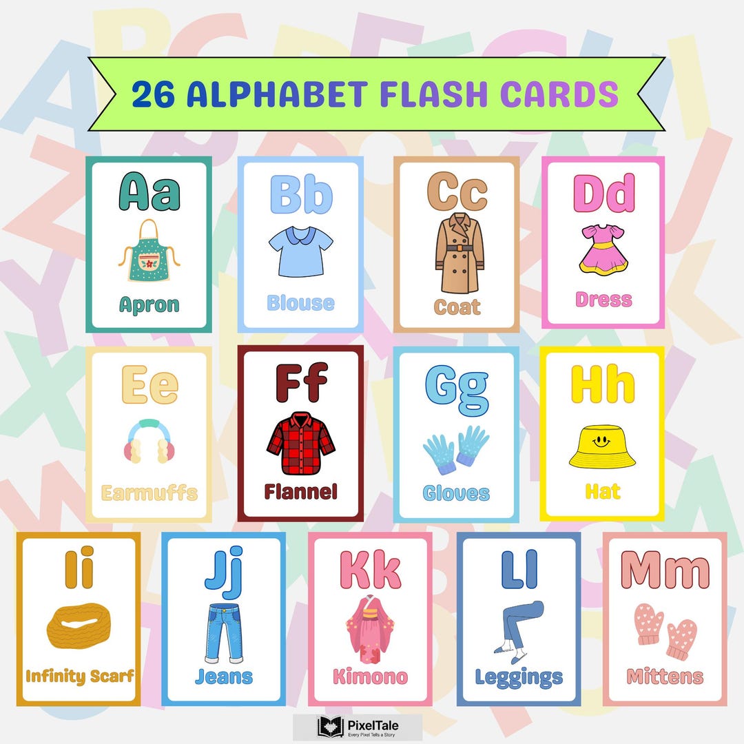 Printable Clothes Alphabet Flashcards | Montessori Clothing ABC PDF - Etsy