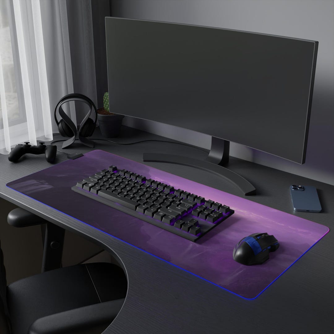 Purple Mist Mountain LED Gaming Mouse Pad/ Mousepad/ Large Desk Mat ...
