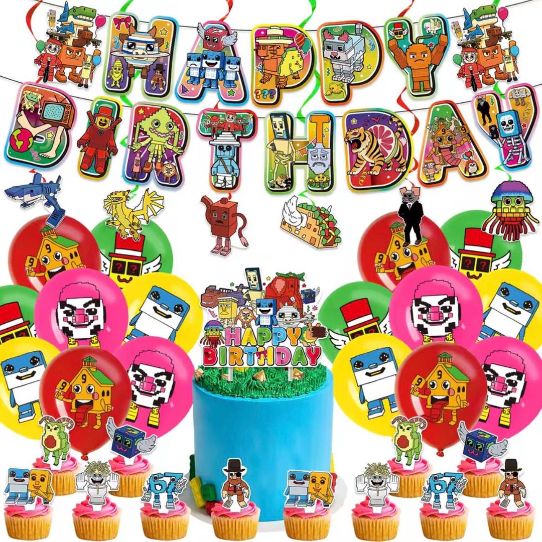 Roblox Steal a Brainrot Birthday Party Supplies | Esok Sekolah Theme ...