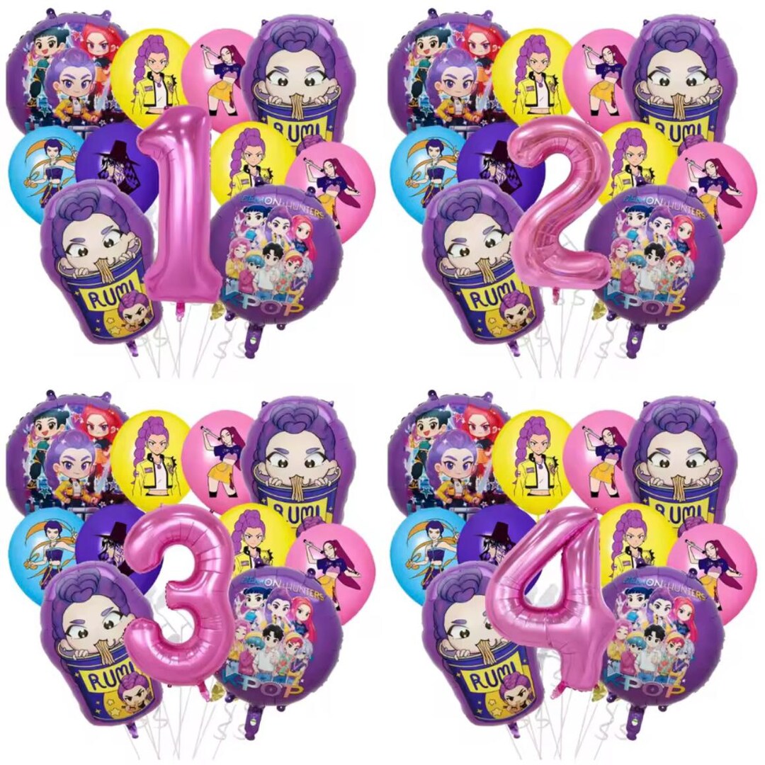 11pcs Demo Hunt Birthday Balloon Set, Huntrix Mira Zoey Party ...