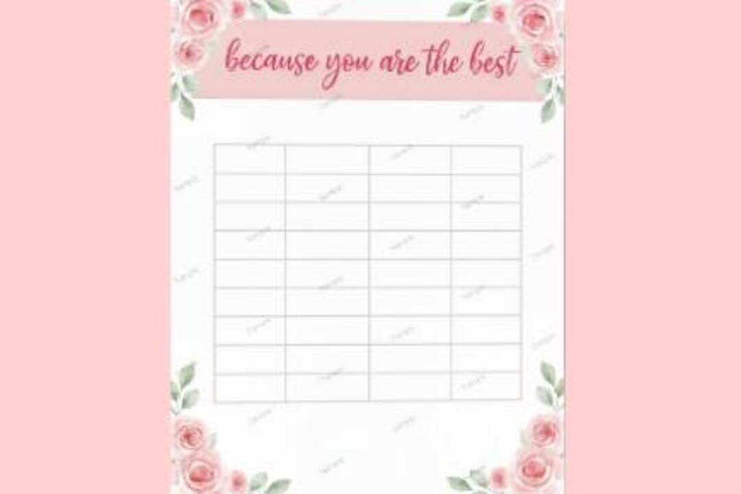 Feminine Designed Planner | 4x10 Table Brain Dump Template (PDF, JPG ...