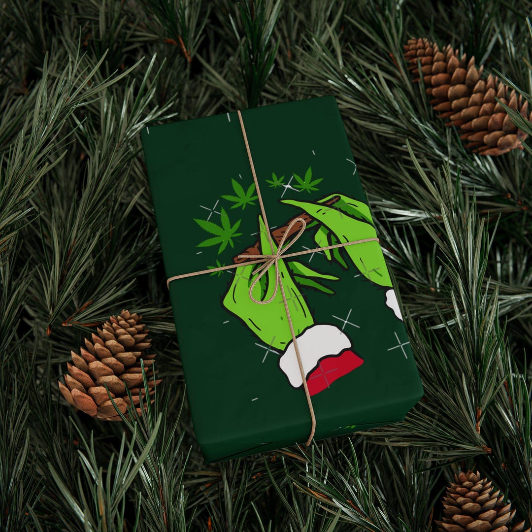 Grinch Hands Rolling Joint Wrapping Paper | Holiday Cannabis Pattern ...